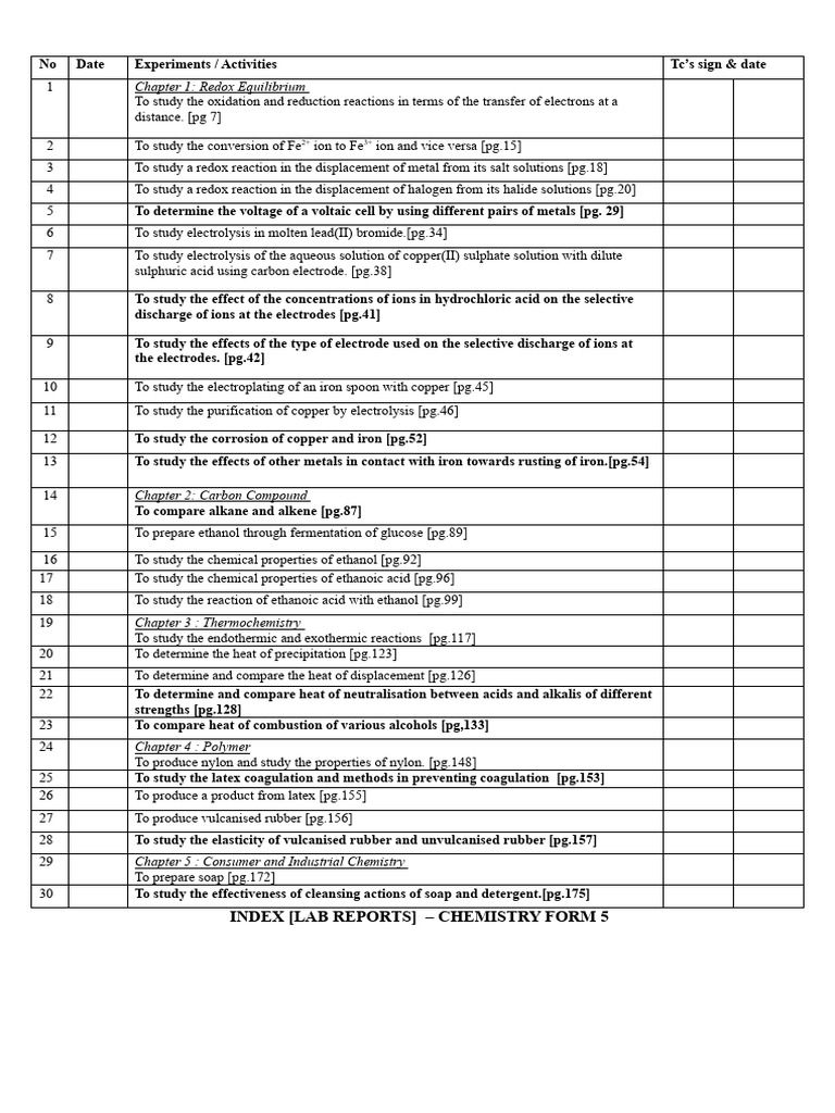 Chemistry Experiments for Form 5 | PDF | Redox | Chemical Reactions