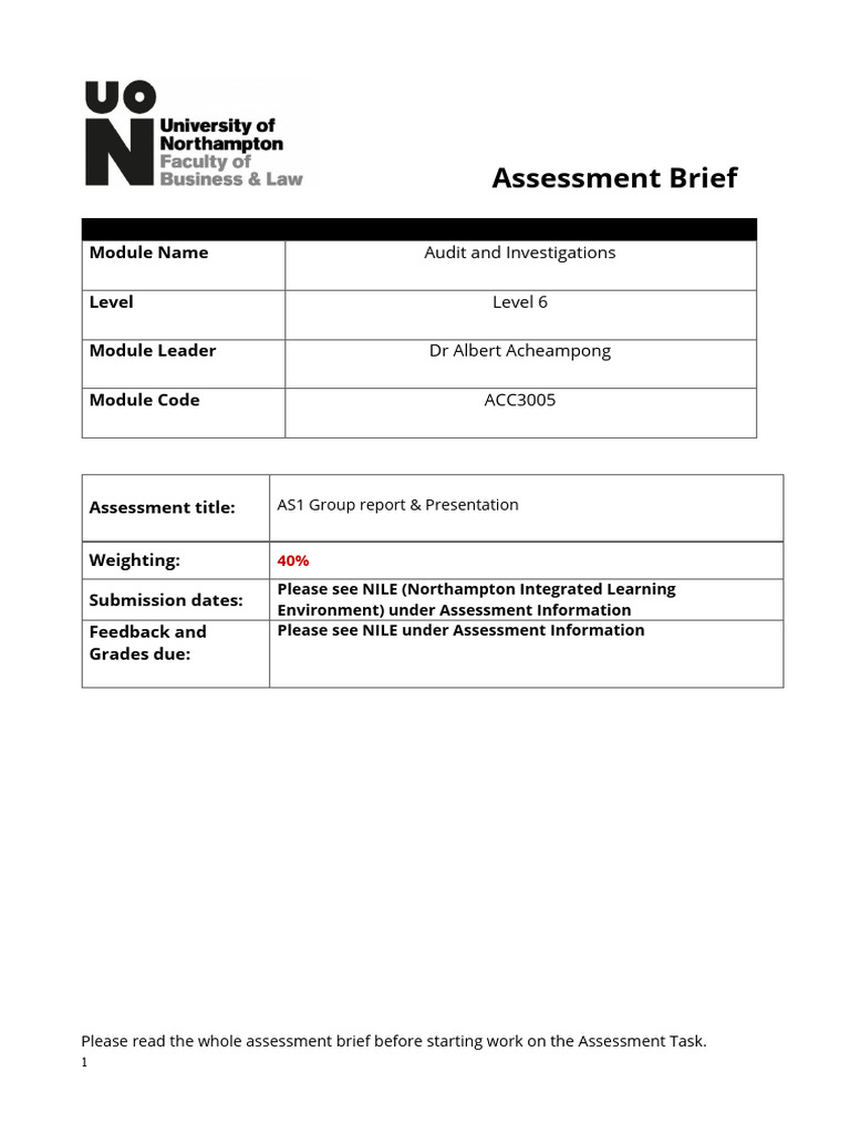 Assessment Brief & Rubric | Download Free PDF | Turnitin | Audit