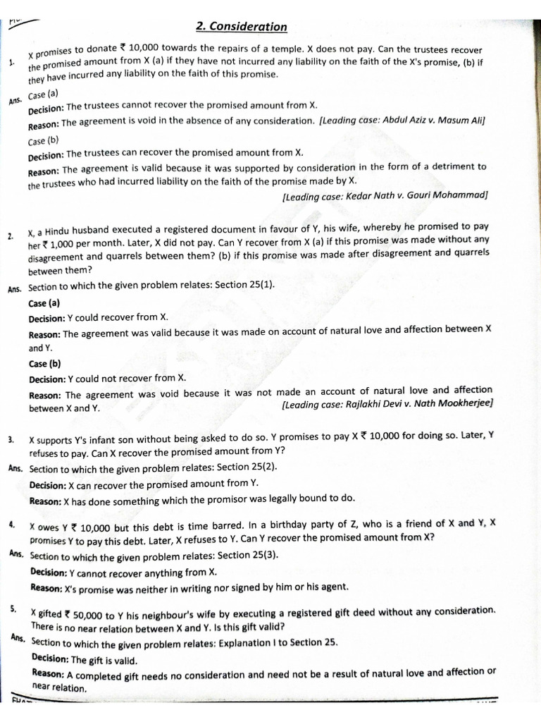 FDN Law Consideration Que With Ans 1 | PDF