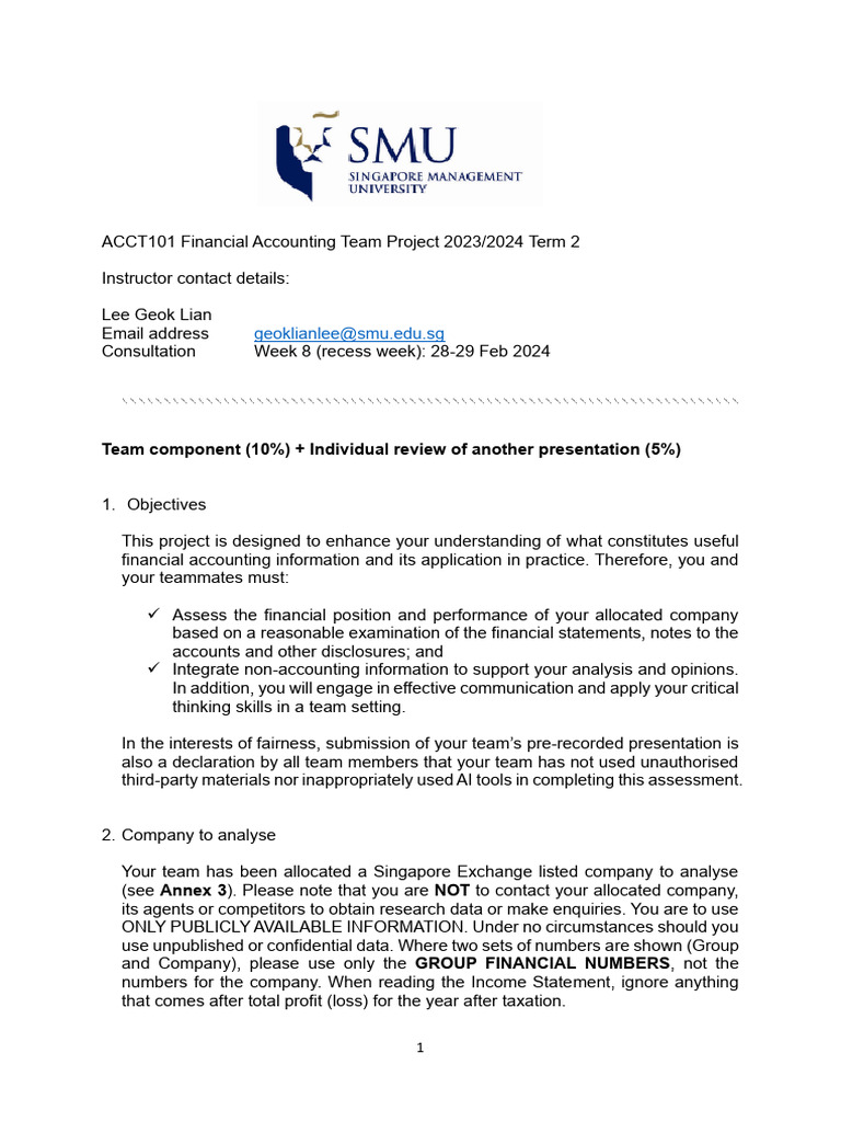 Group Project Brief | PDF | Rubric (Academic) | Income Statement