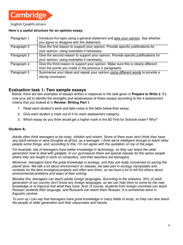 B2 First For Schools Writing | PDF | Essays | Reason