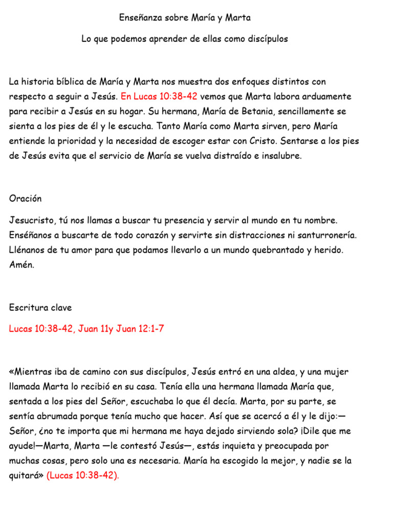 Enseñanza Sobre María y Marta | PDF | María, madre de Jesús | Jesús