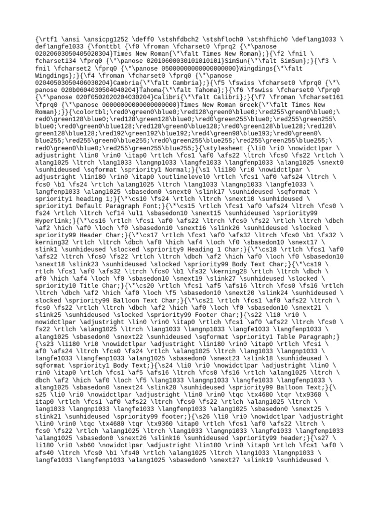 RTF Document Structure Guide | PDF | Html | Writing