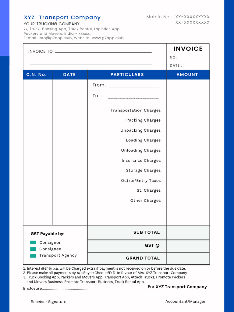 Transport Company Invoice Format | PDF | Payments | Government Finances
