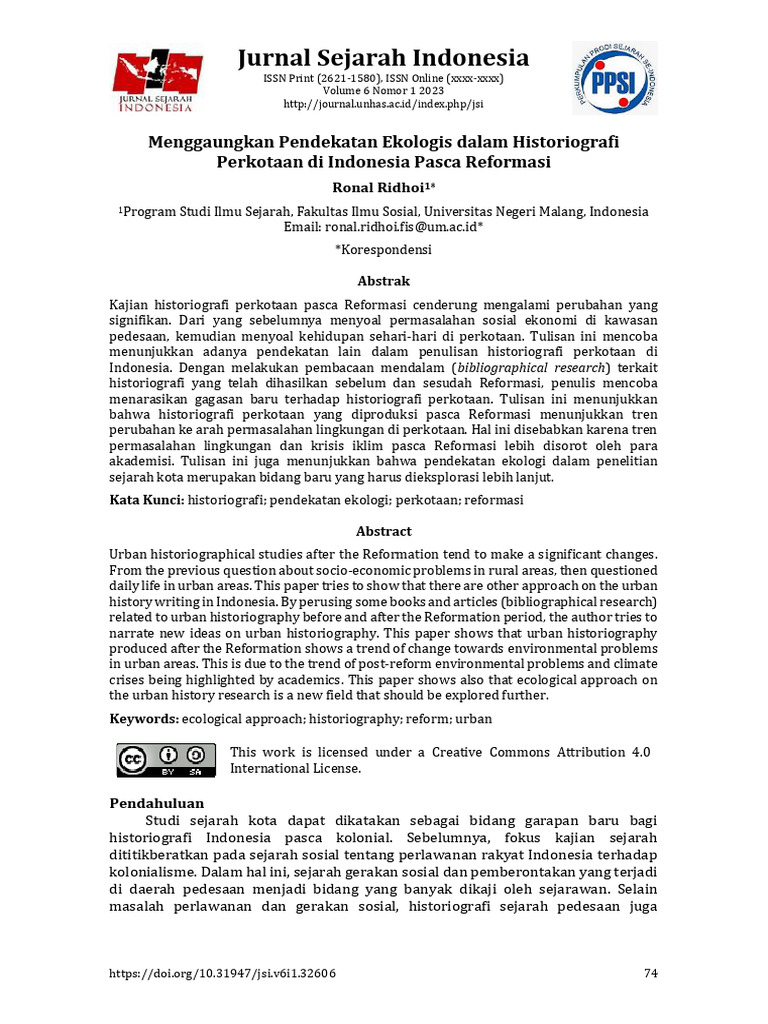 Menggaungkan Pendekatan Ekologis Dalam Historiografi Perkotaan Di ...
