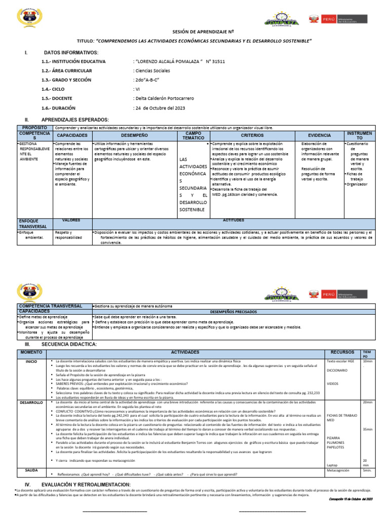 Sesión 2° CCSS | PDF | Aprendizaje | Sustentabilidad