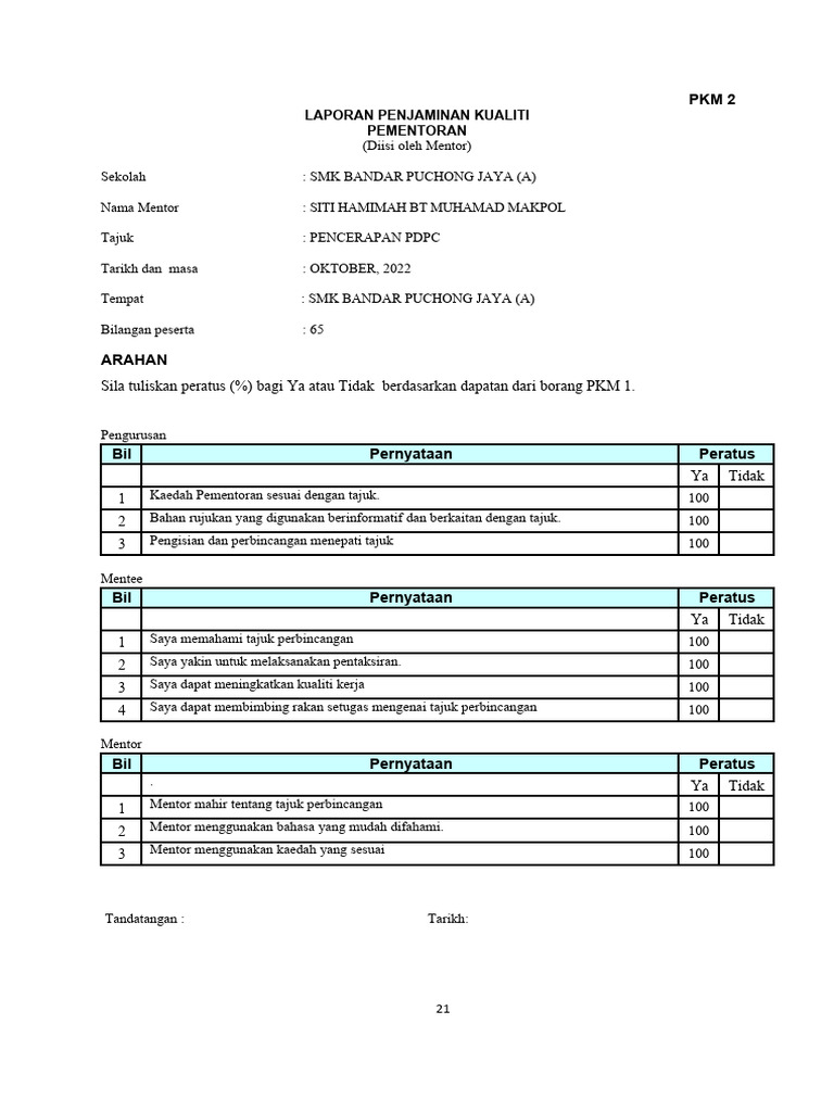 Borang Pementoran PKM2 2022 | PDF