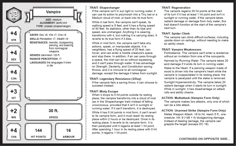 Vampire Traits and Abilities Overview | PDF
