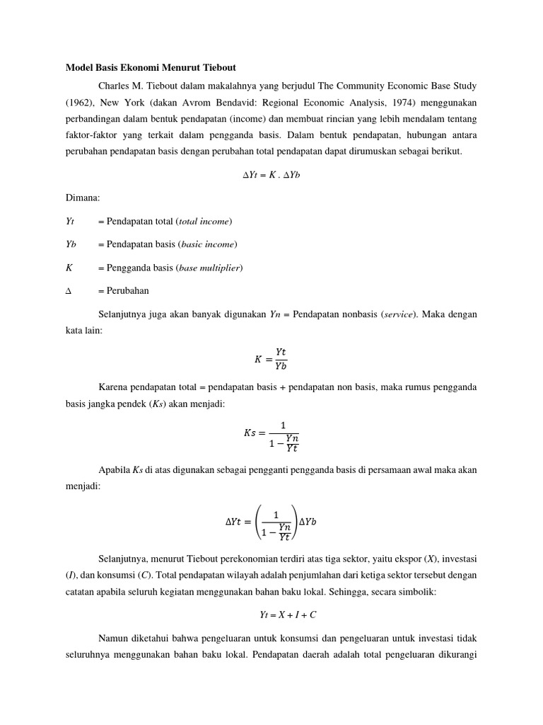 Rumus Basis Ekonomi Menurut Tiebout | PDF | Metode & Bahan Ajar