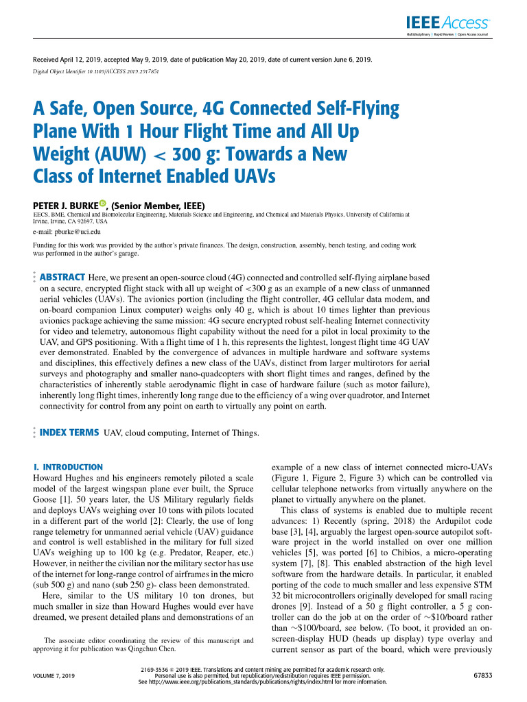 A Safe Open Source 4G Connected Self-Flying Plane With 1 Hour Flight ...
