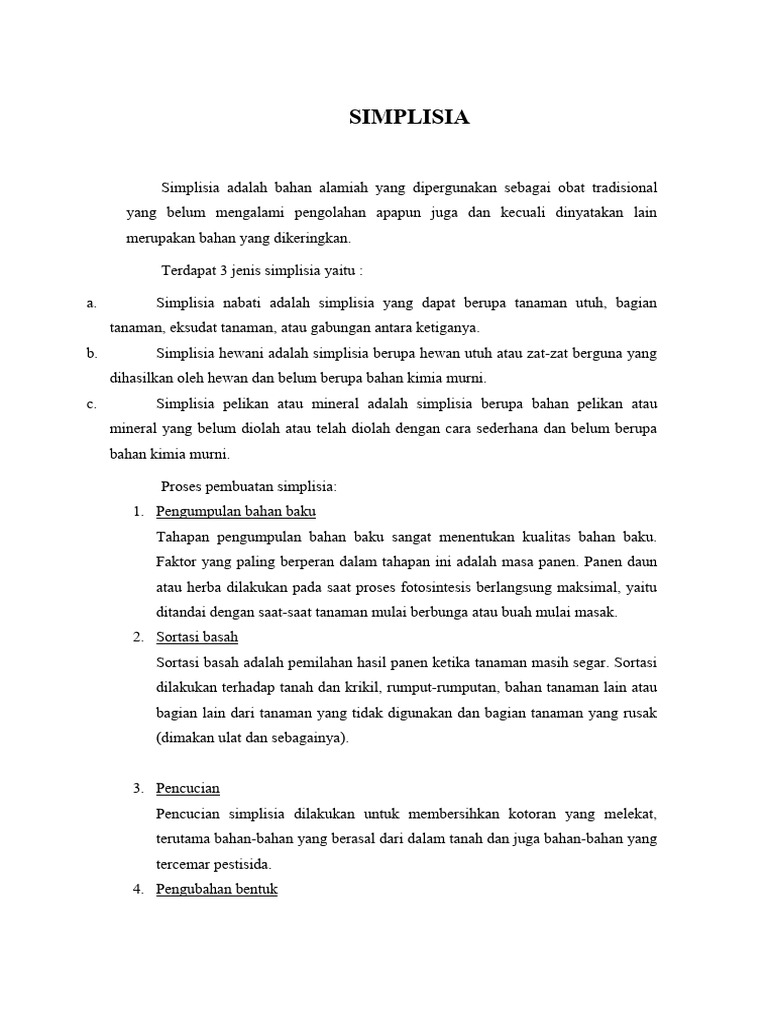 Panduan Lengkap Simplisia Obat Tradisional | PDF