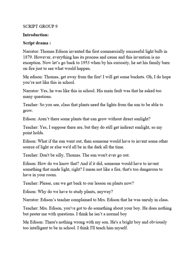 Script Group 1 | PDF | Thomas Edison