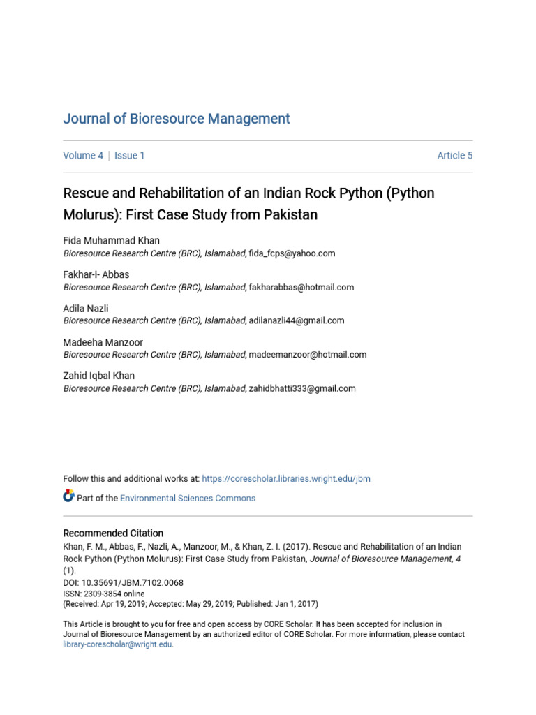 Rehabilitation of An Indian Rock Python | PDF | Snake | Conservation Biology