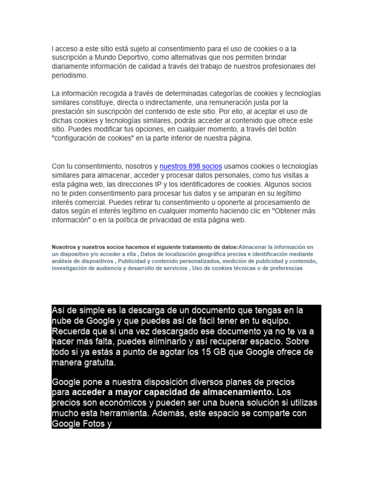 Nuestros 898 Socios: Nosotros y Nuestros Socios Hacemos El Siguiente Tratamiento de Datos | PDF ...