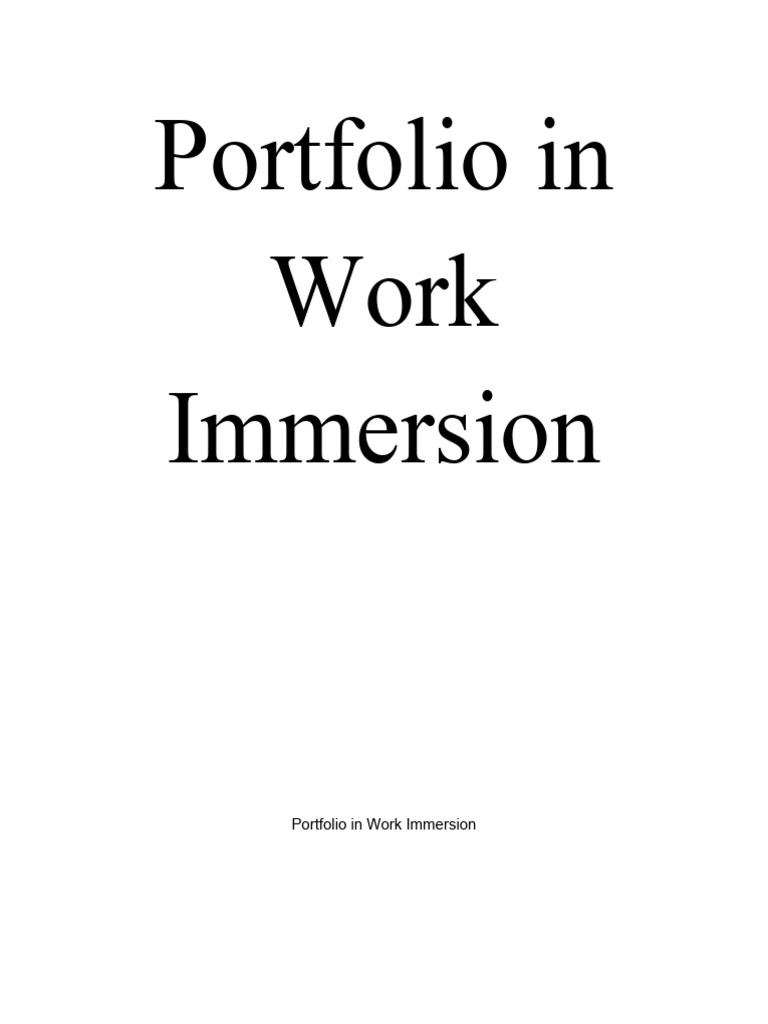 Portfolio-in-Work-Immersion | PDF | Pedagogy | Education Theory