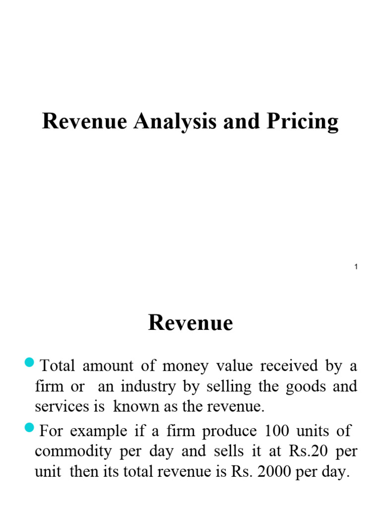 4 - Revenue Analysis and Pricing | PDF | Pricing | Supply (Economics)