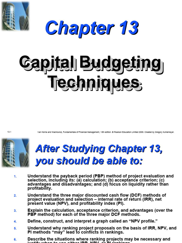 Capital Budgeting Techniques Pp13 | PDF | Capital Budgeting | Net Present Value