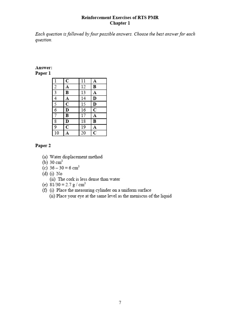 Form 1 Chap 1&2 ans | PDF