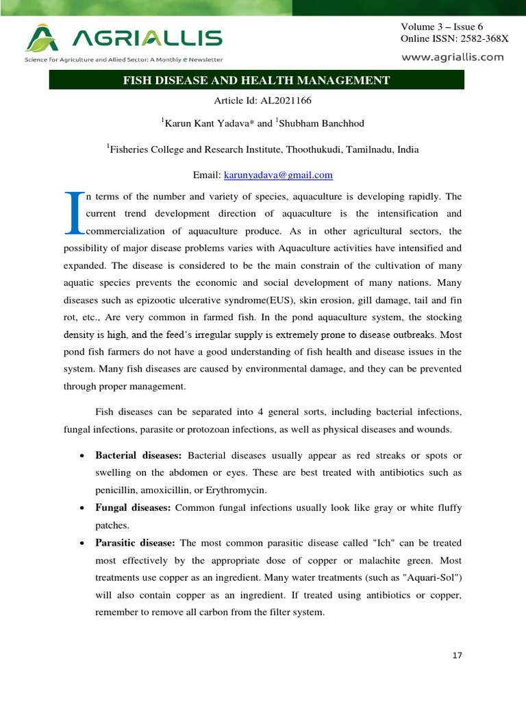 Fish Disease and Health Management | PDF | Aquaculture | Preventive ...