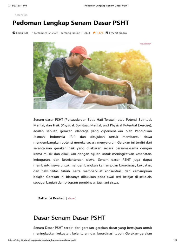 Pedoman Lengkap Senam Dasar PSHT | PDF