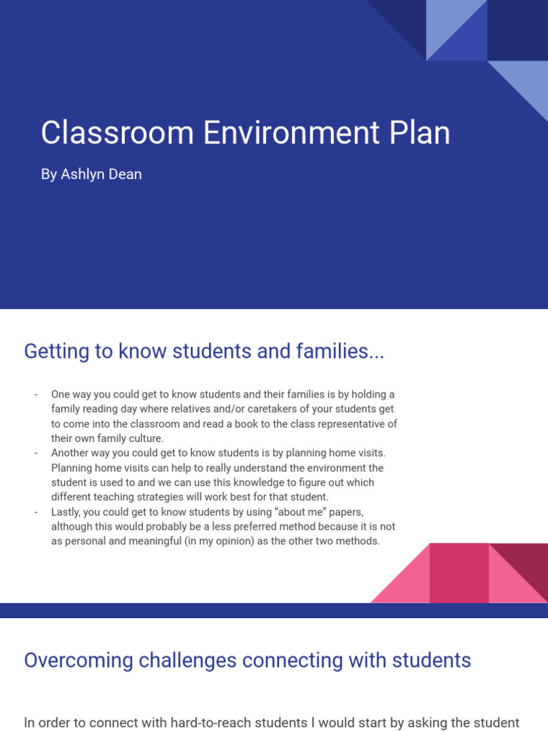 Classroom Environment Plan | PDF | Behavior | Psychological Concepts