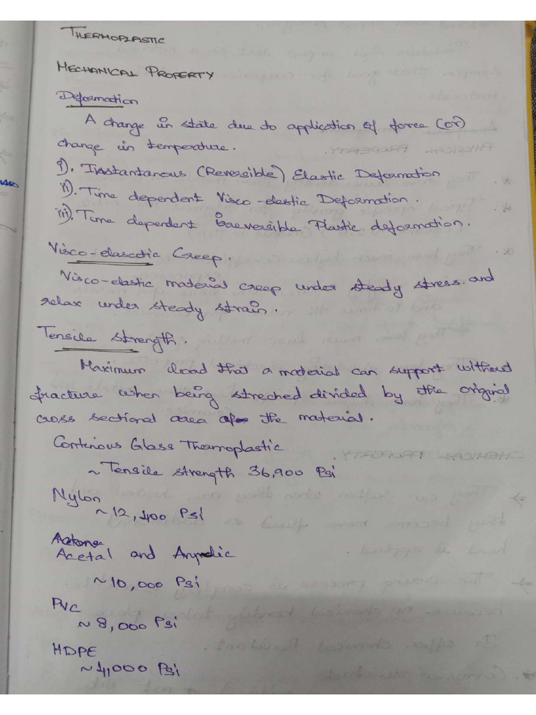 Properties of Thermoplastic & Elastomers | PDF