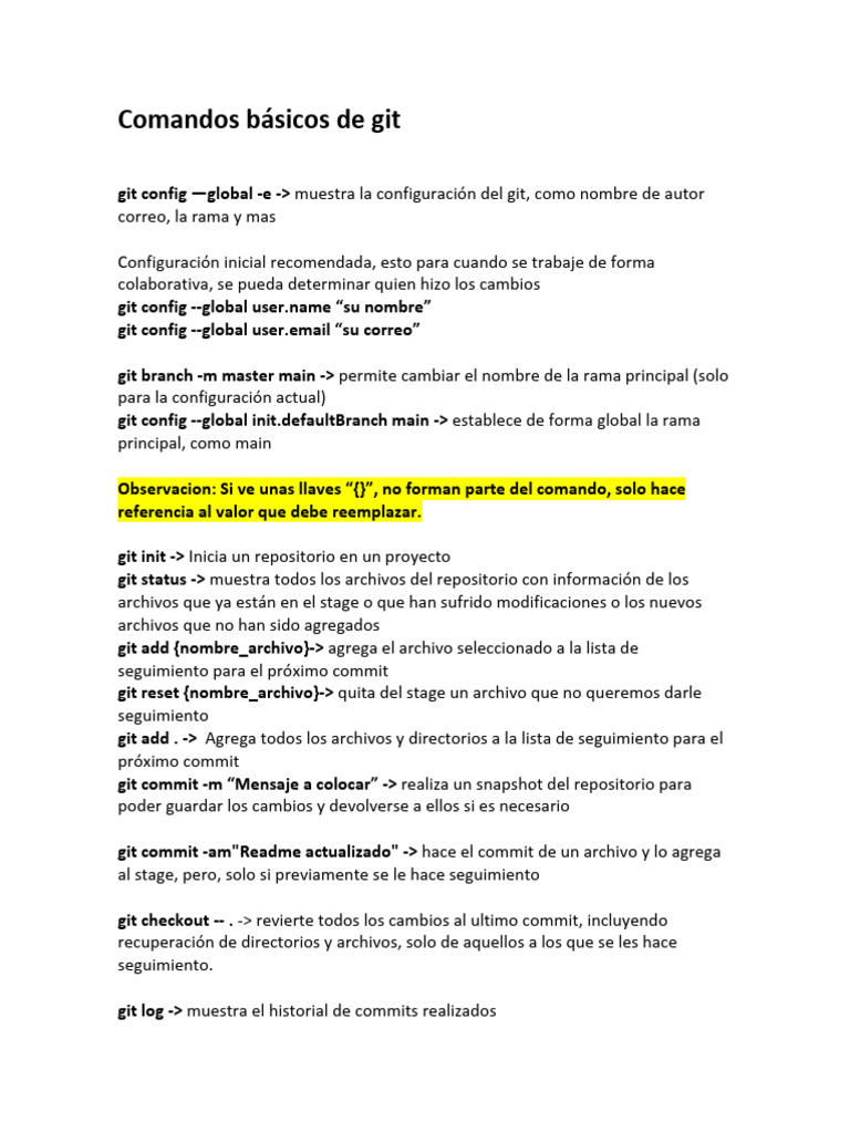 Comandos Básicos de Git | PDF | Ingeniería de software | Desarrollo de software