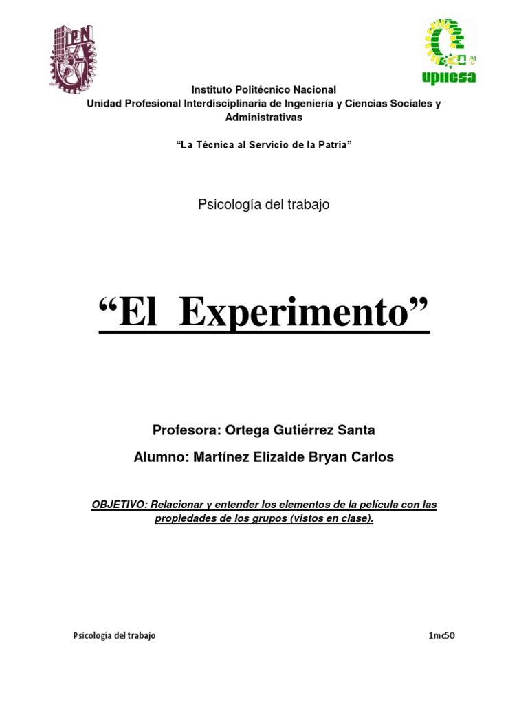 El Experimento | PDF | Comportamiento | Sicología