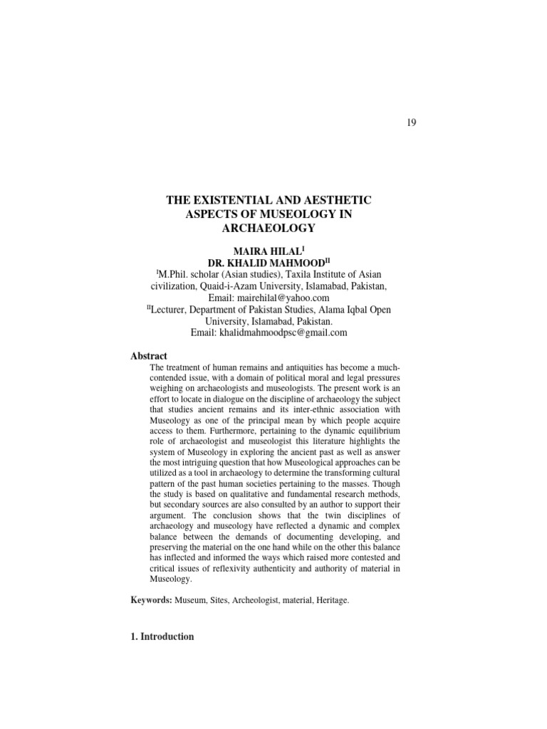 1.the Existential and Aesthetic | PDF | Museology | Archaeology