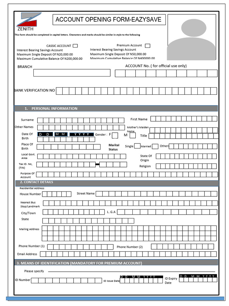 Zenith Form | PDF | Banks | Online Banking