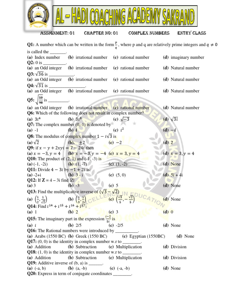Assignment | PDF | Numbers | Complex Number