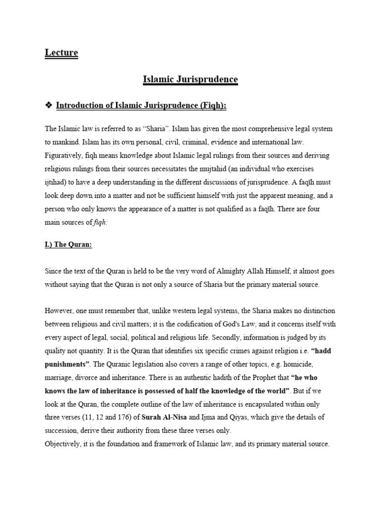Islamic Jurisprudence 1 | PDF | Sharia | Sunni Islam