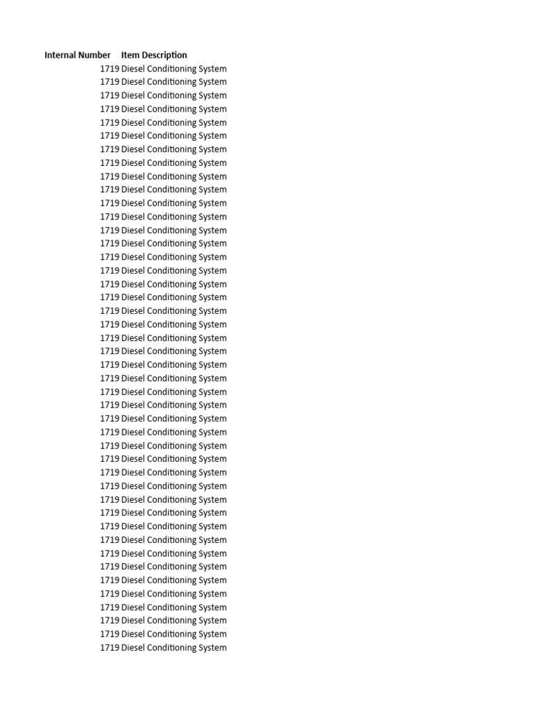 Internal Number Item Description | PDF | Instrumentation | Exhaust Gas