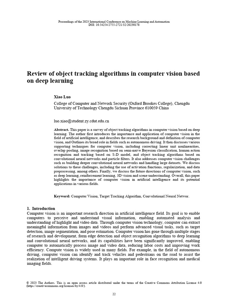 Review Of Object Tracking Algorithms In Computer V Download Free Pdf
