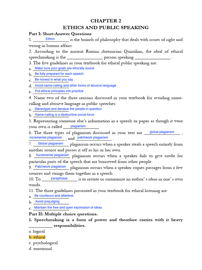 Chapter 2 - Exercises | PDF | Public Speaking | Plagiarism