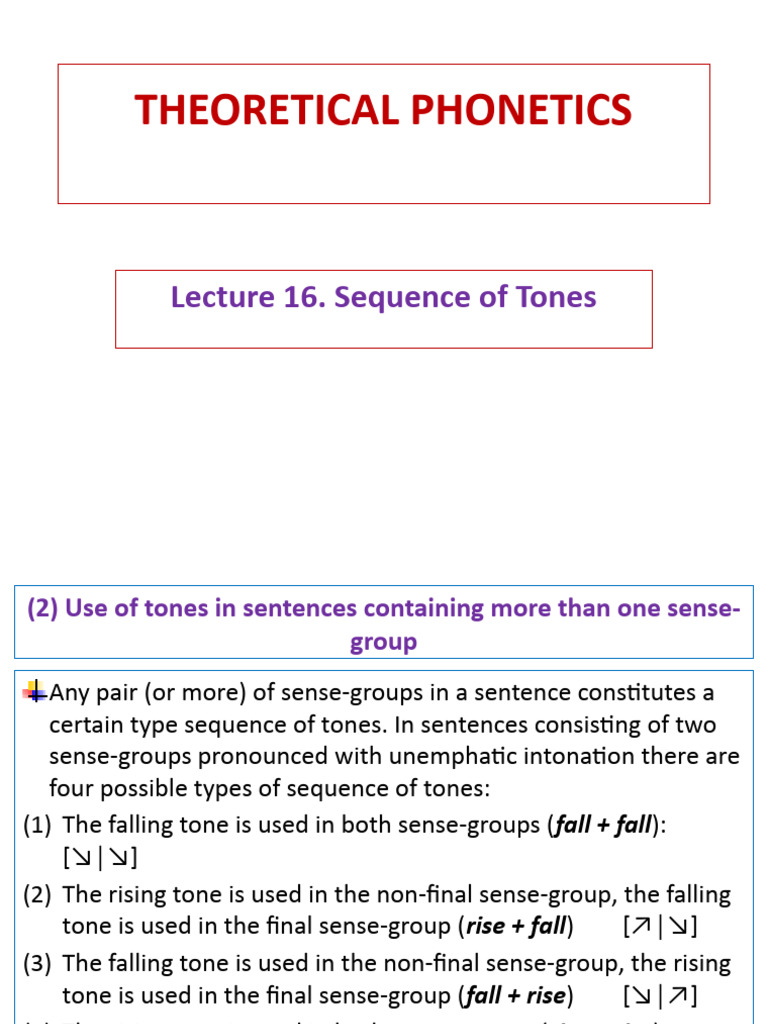 Lecture 16 - Intonation - Sequence of Tones (2013-2014) - 093152 | PDF ...