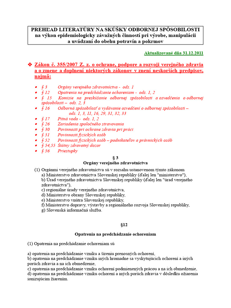 Hygienicke Minimum Materiál Na Testy | PDF