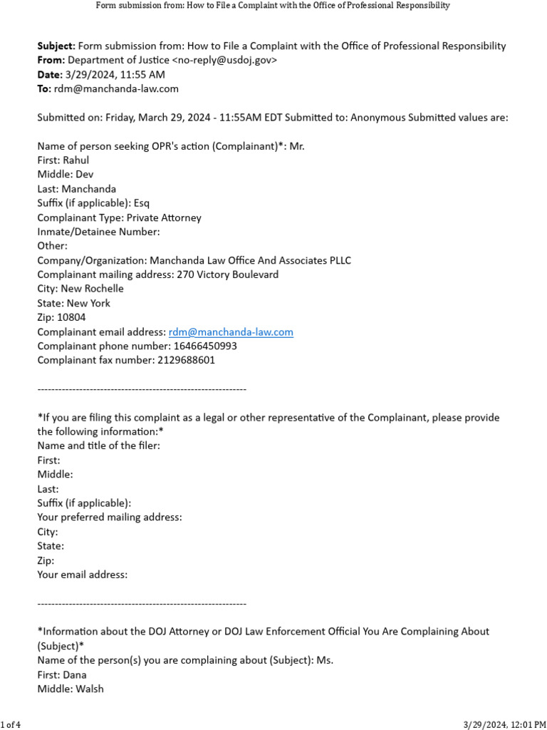 Form Submission From - How To File A Complaint With The Office of ...
