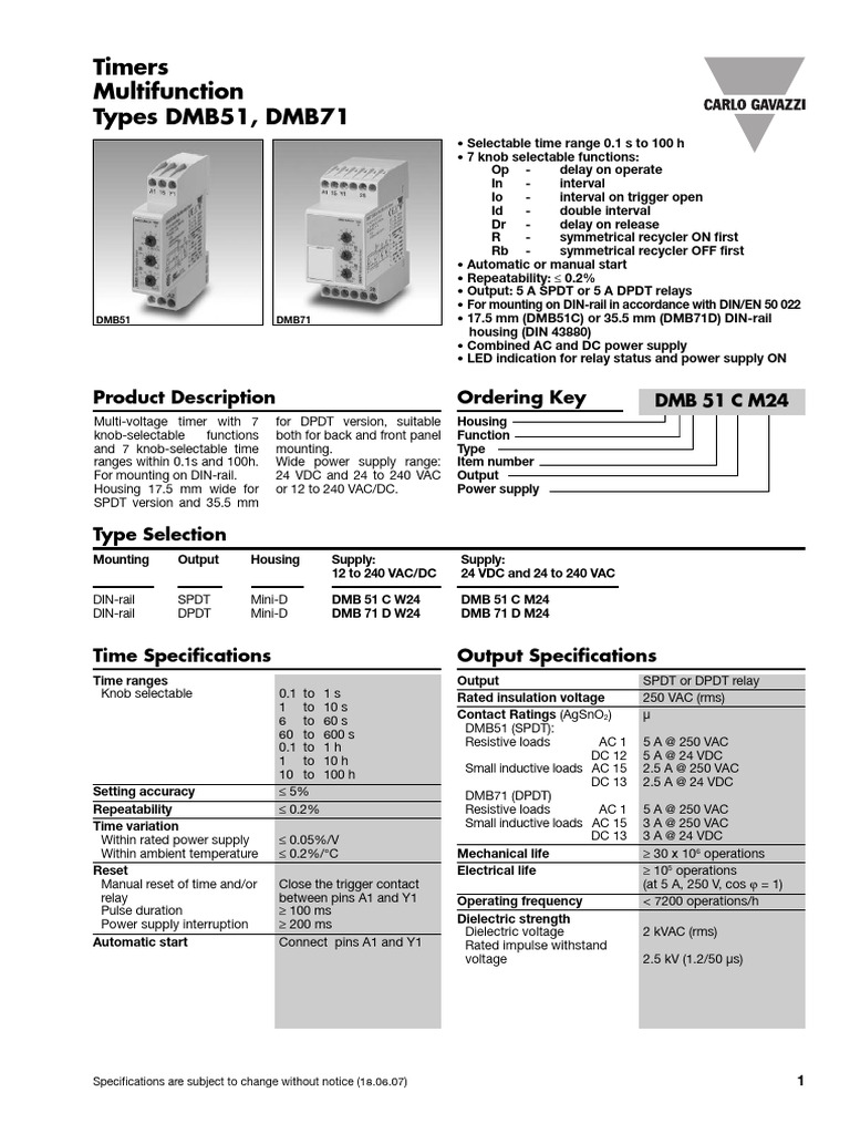 Multifunction Timer Relay | PDF | Power Supply | Alternating Current