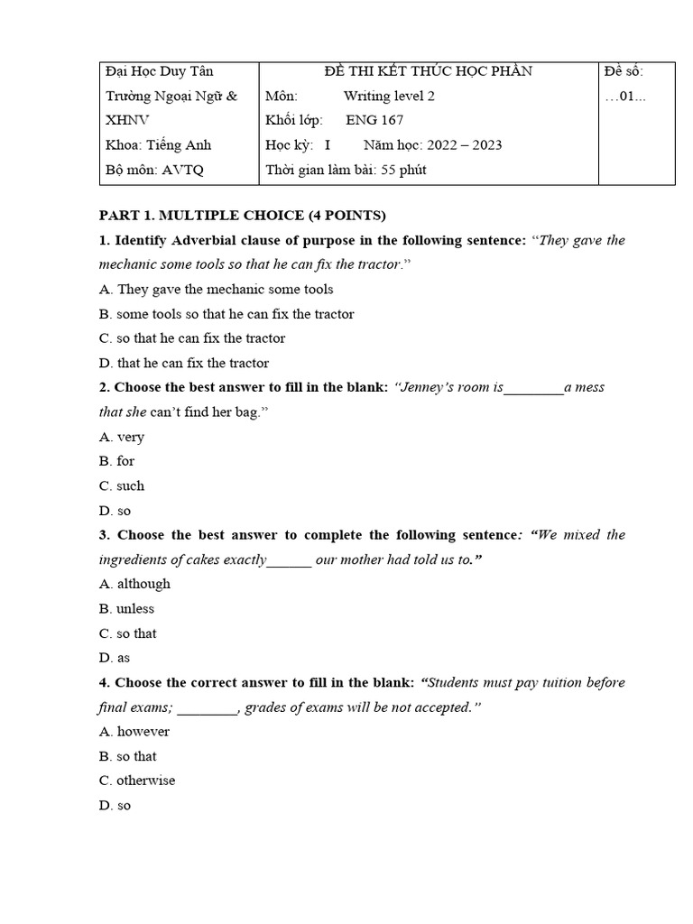 ENG 167 Yến | PDF | Sentence (Linguistics) | Syntax