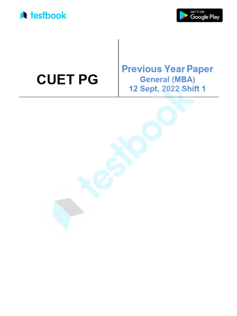 CUET PG MBA Previous Year Paper 2022 | PDF