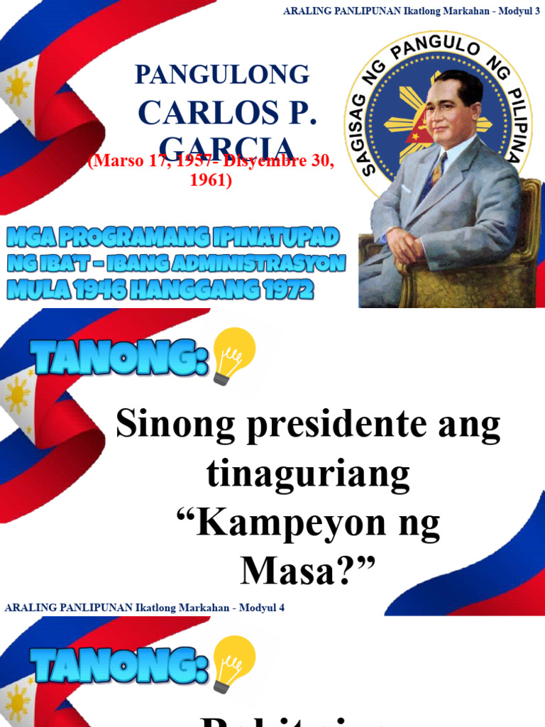 AP Q3 Wk5 Day 1 PANGULONG CARLOS P. GARCIA | PDF
