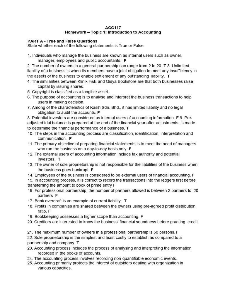 Homework - Chapter 1 | PDF | Accounting | Bookkeeping