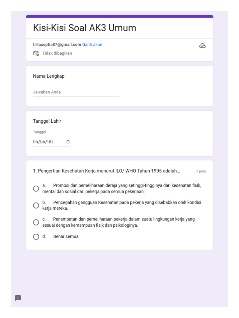 Kisi-Kisi Soal AK3 Umum | PDF | Teknologi & Rekayasa