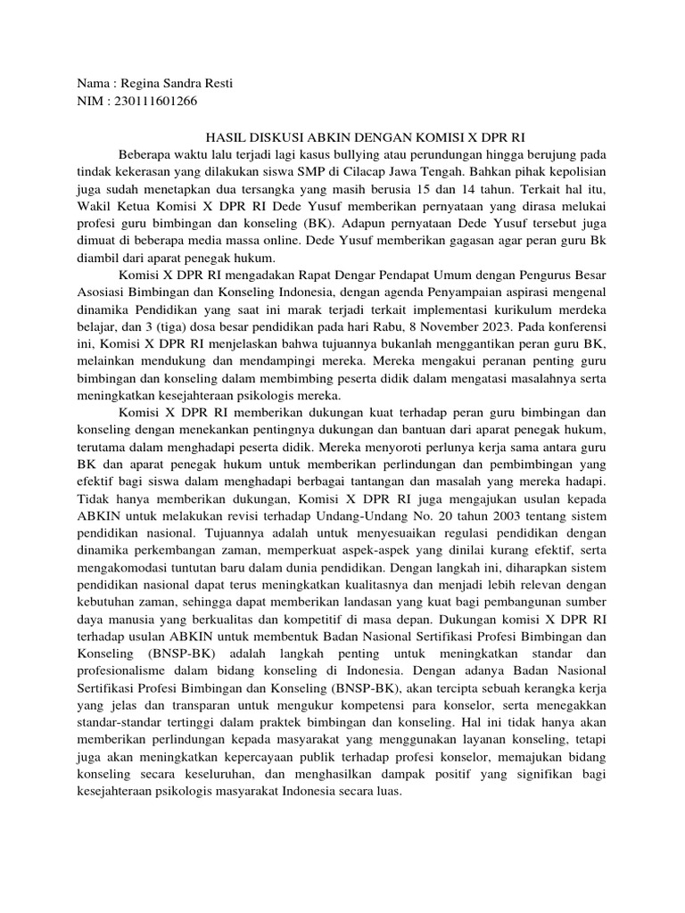 Konferensi ABKIN Dan Komisi X | PDF