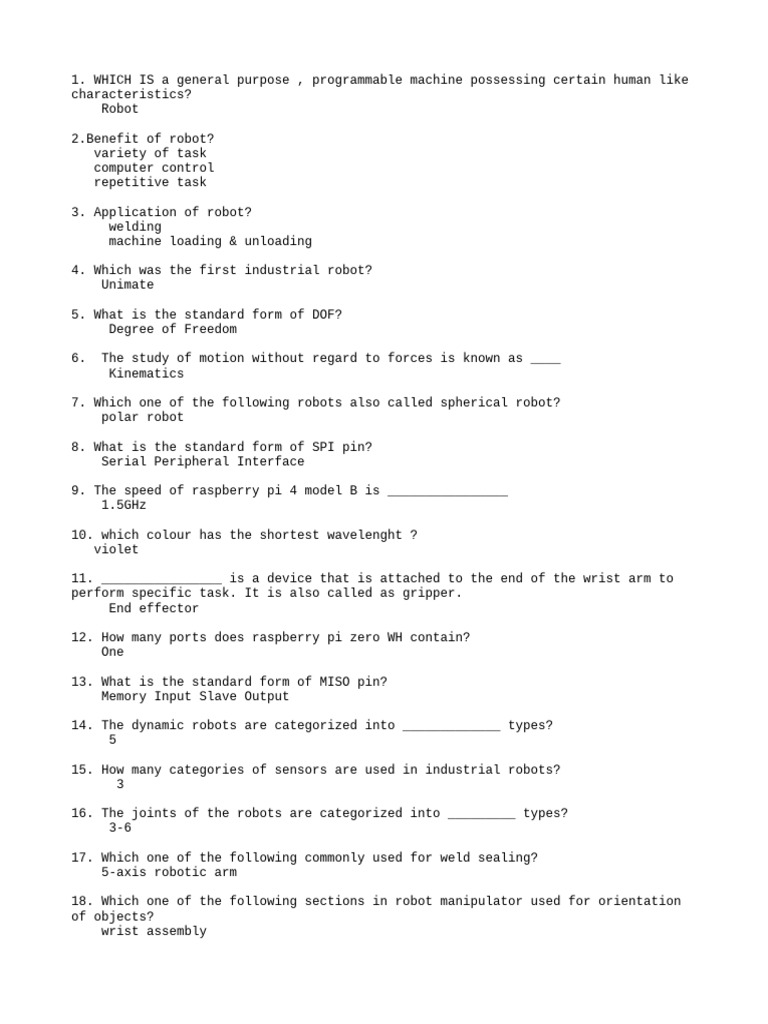 Robotics Quiz for Grade 6 Students | PDF | Machines | Robot