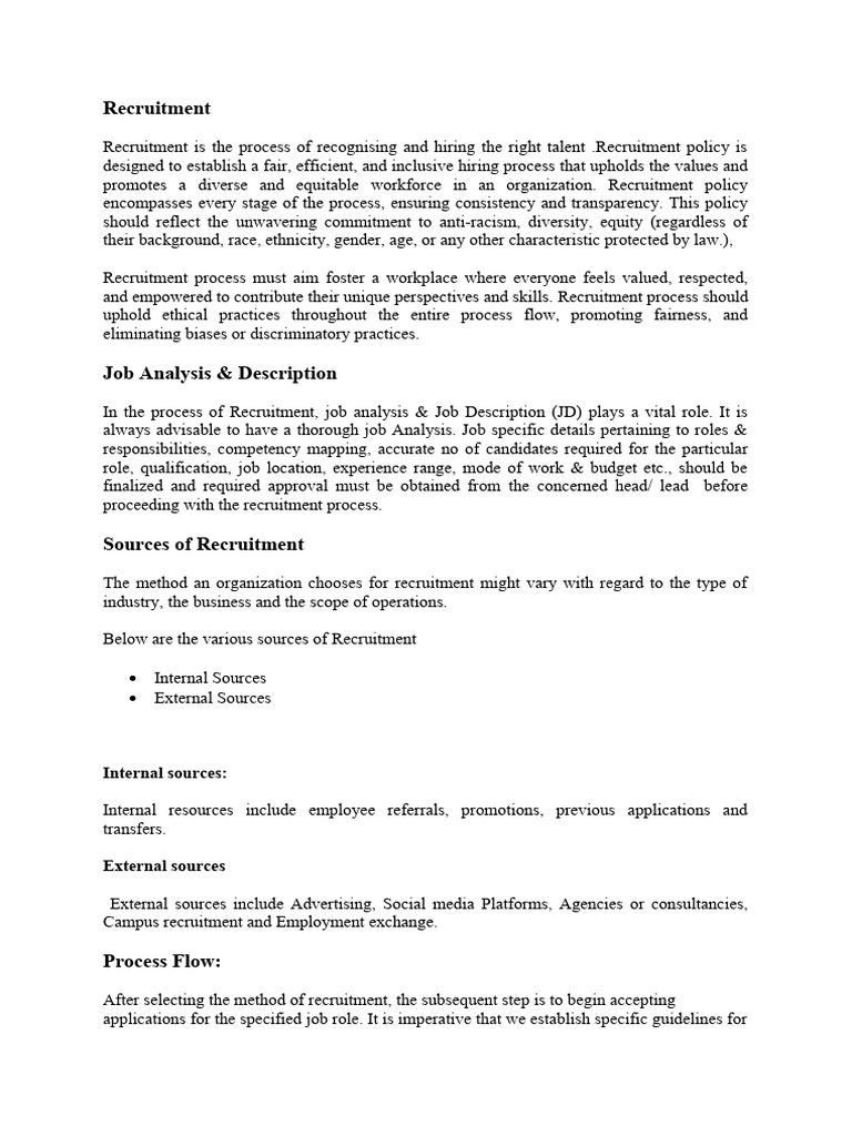 Documentation On Recruitment | PDF | Recruitment | Business