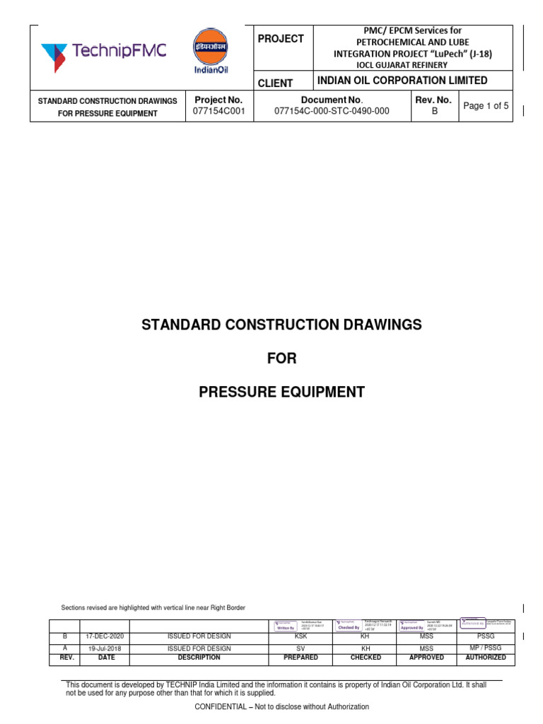 Standard Drawings for Pressure Equipment | PDF | Oil Refinery