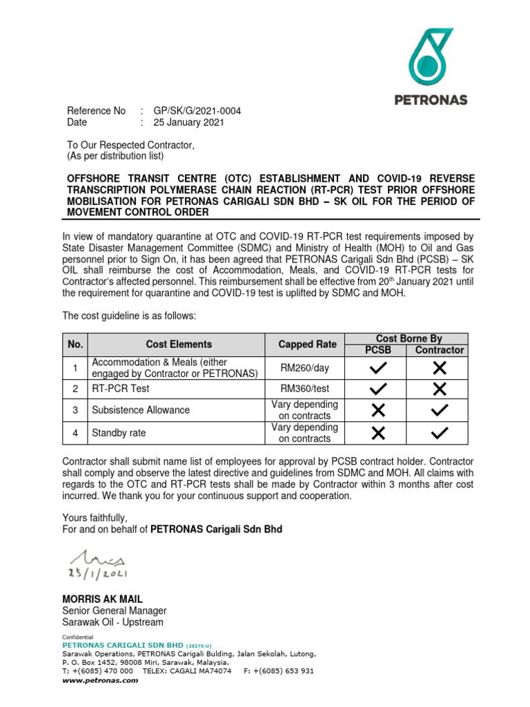 OTC and RT-PCR Reimbursable Cost For PCSB SK OIL | PDF | Reverse ...