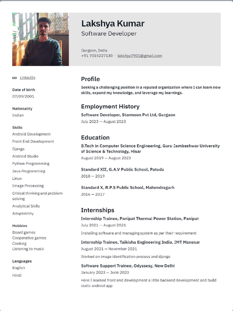 Lakshya Kumar Resume | PDF